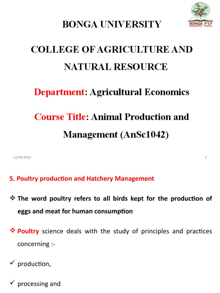 Bonga University College of Agriculture and Natural Resource: Agricultural Economics: Animal ...