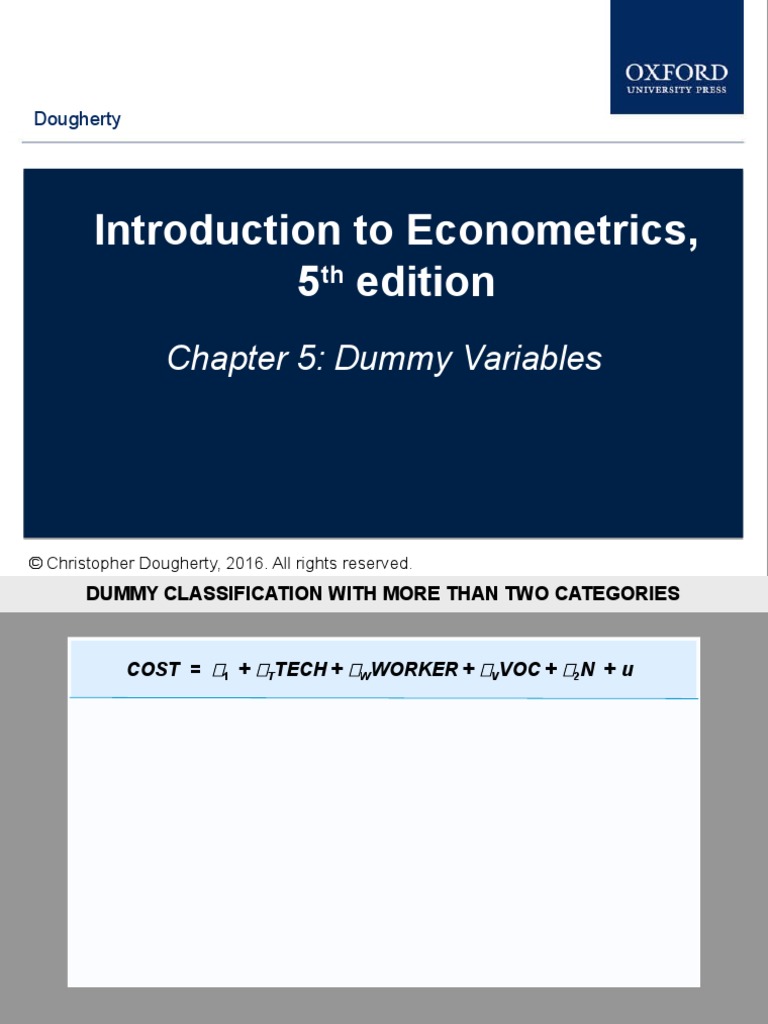 Introduction To Econometrics, 5 Edition: Chapter 5: Dummy Variables ...