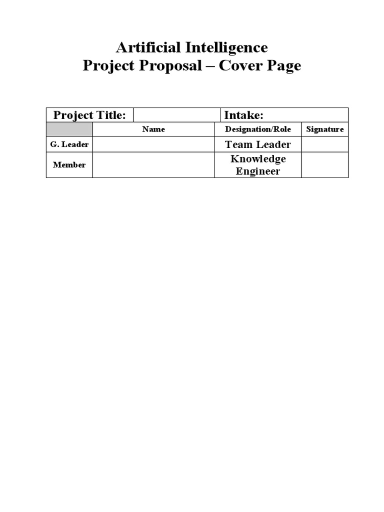 Artificial Intelligence Project Proposal - Cover Page | PDF