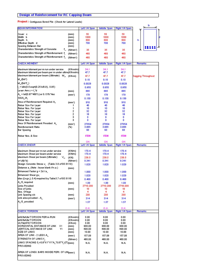 RC Capping Beam Reinforcement Design | PDF | Building Engineering ...