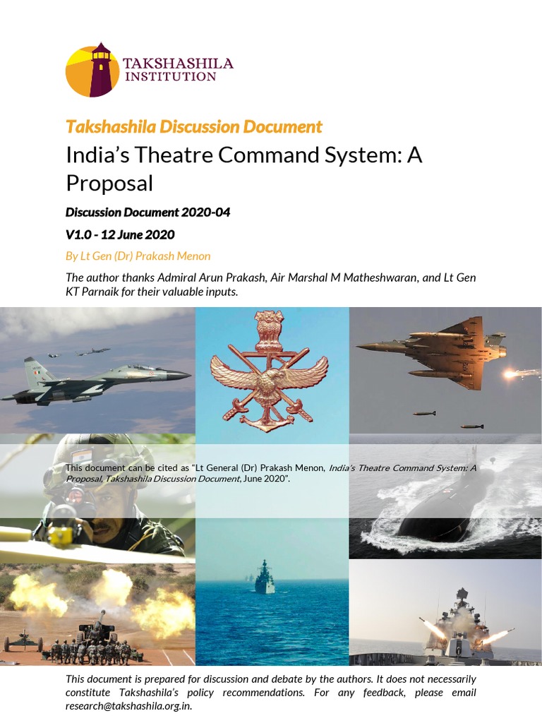 India Theatre Command System Prakash Menon Takshashila PDF | PDF ...