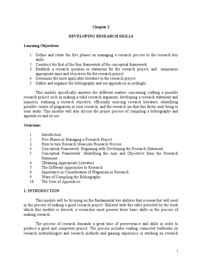 Chapter 2 - Developing Research Skills | PDF | Conceptual Framework ...