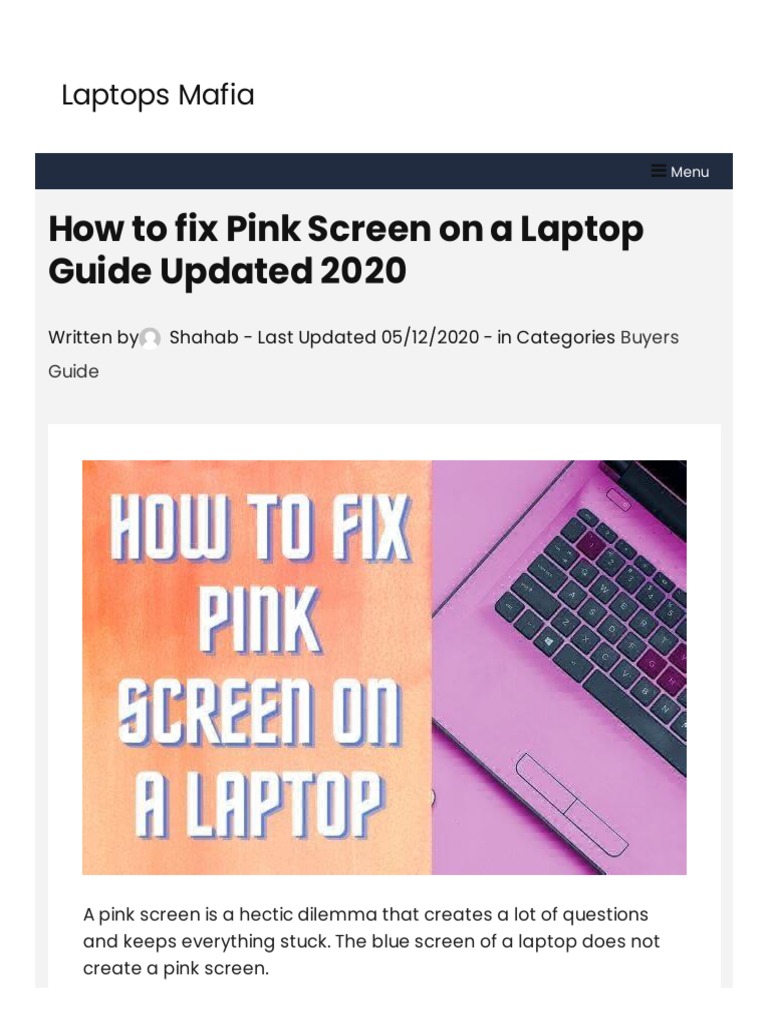 Laptopsmafia Com Fix Pink Screen On A Laptop | PDF | Laptop | Computer ...