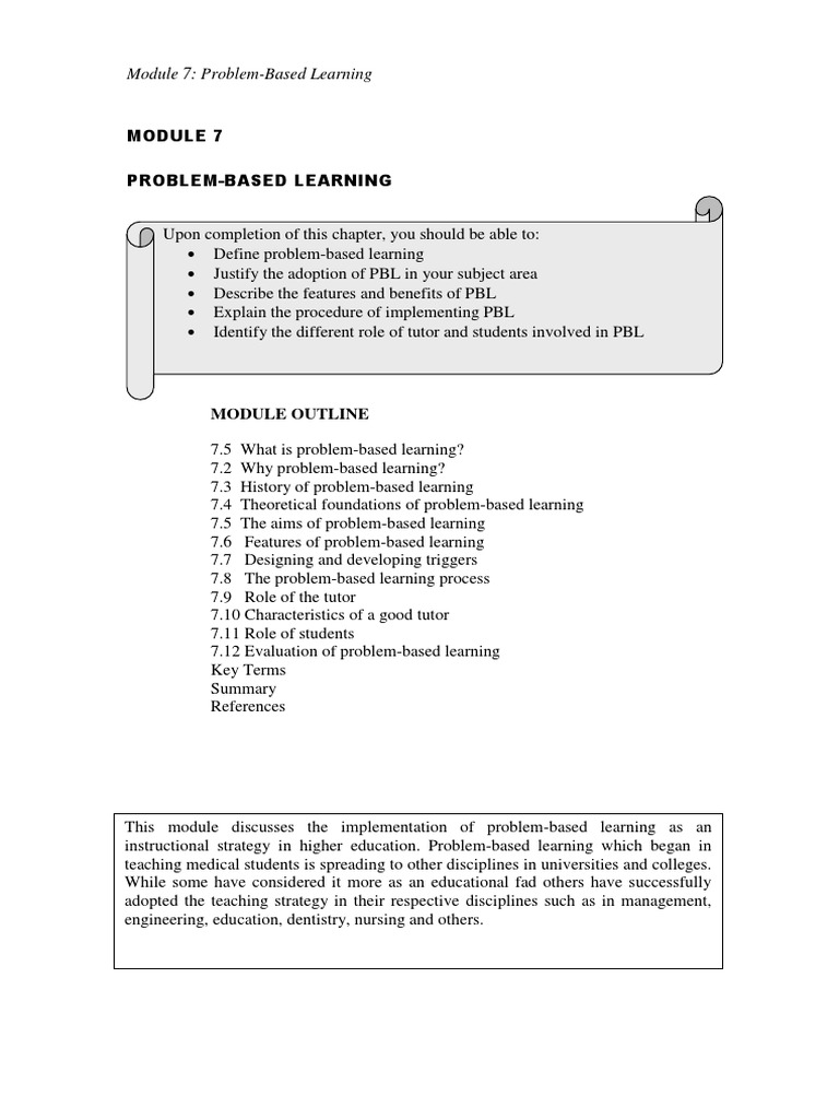 Module 7.PBL | PDF | Constructivism (Philosophy Of Education) | Learning