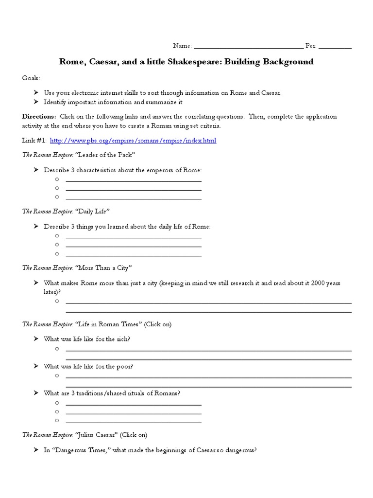 Julius Caesar WebQuest | PDF | Ancient Rome | Julius Caesar