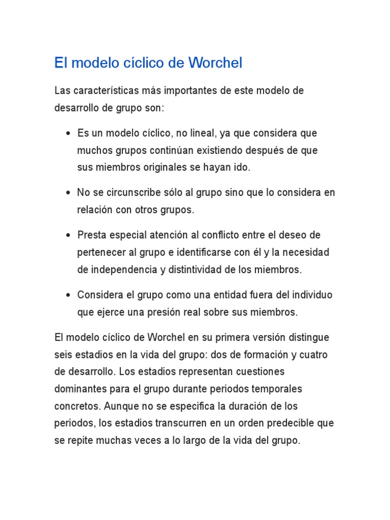 El Modelo Cíclico de Worchel | PDF | Conceptos psicologicos | Ciencias ...