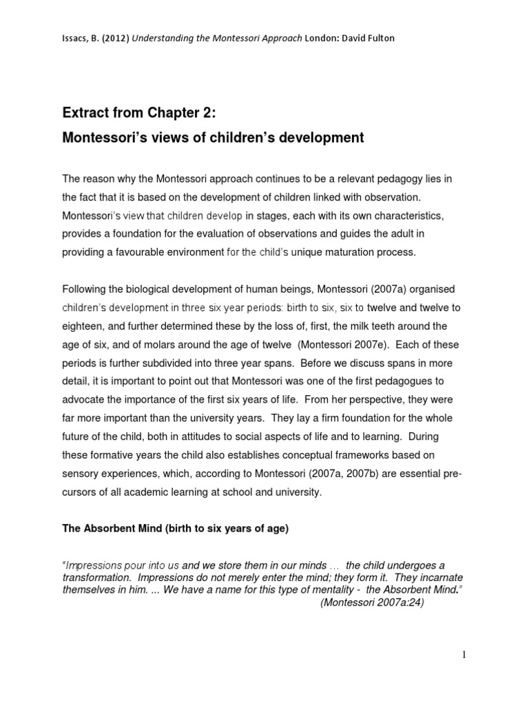 Montessori Child Development Stages | PDF | Montessori Education | Teachers