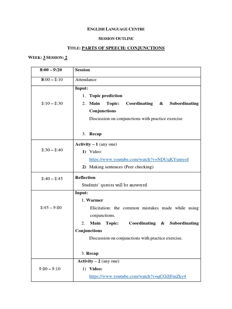 Eng 1W3S2 Conjunction | PDF | Human Communication | Learning