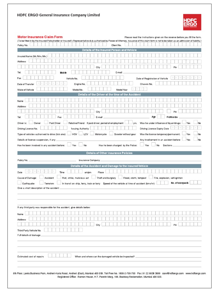 HDFC Ergo Car Insurance Claim Process | PDF | Business | Finance ...