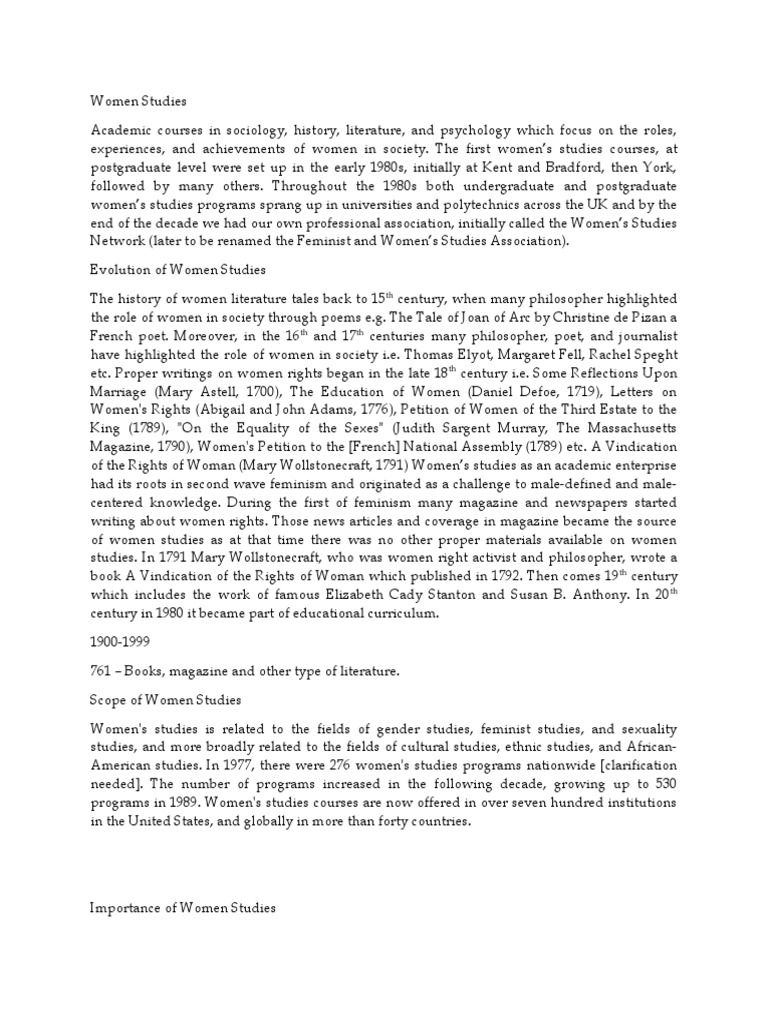 Gender Studies Notes | PDF | Women's Studies | Feminism