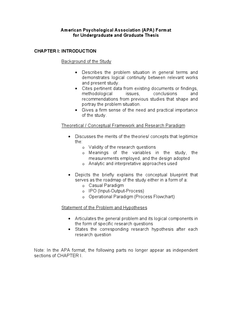 Apa Format Thesis Statement Example