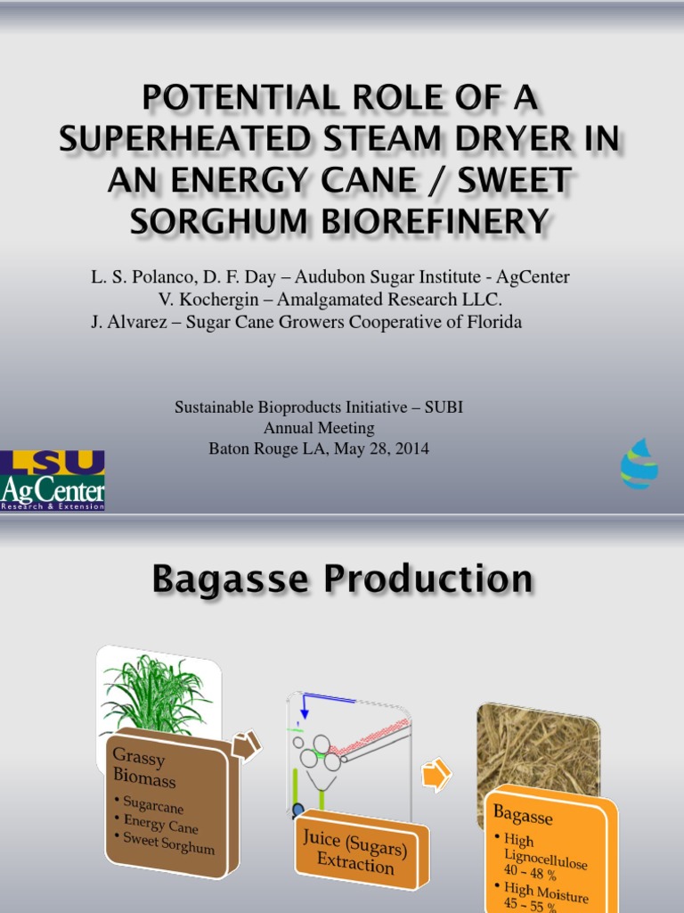 2014 Potential Role of A Superheated Steam Dryer in An Energy Cane ...