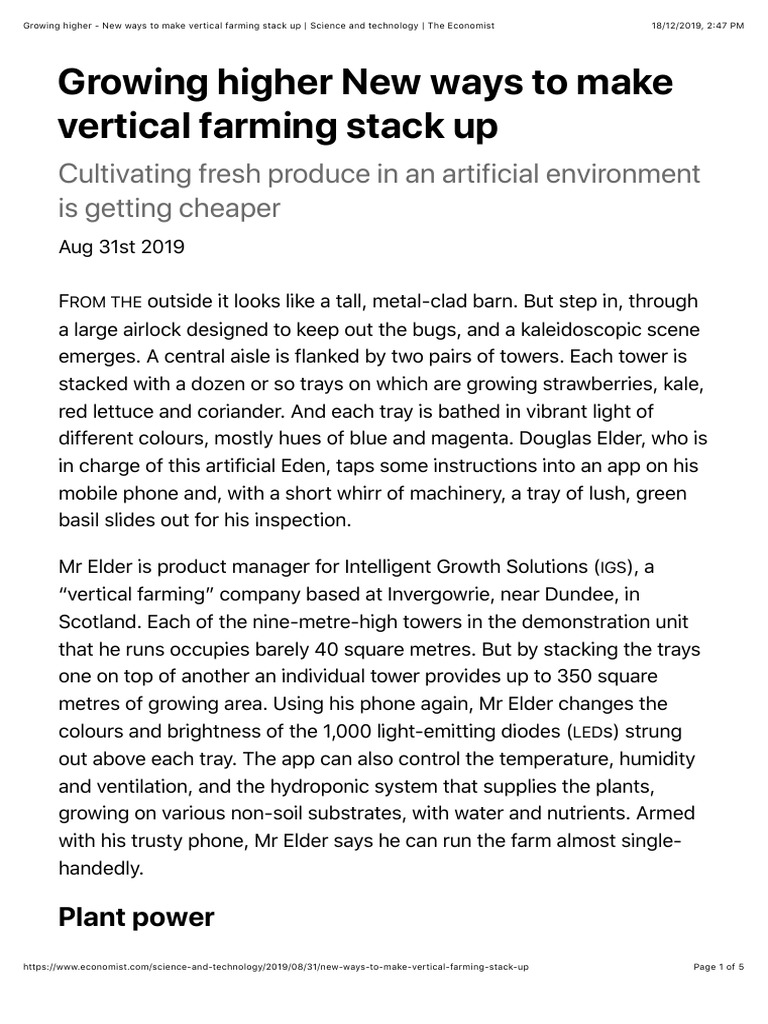 Growing Higher - New Ways To Make Vertical Farming Stack Up - Science ...