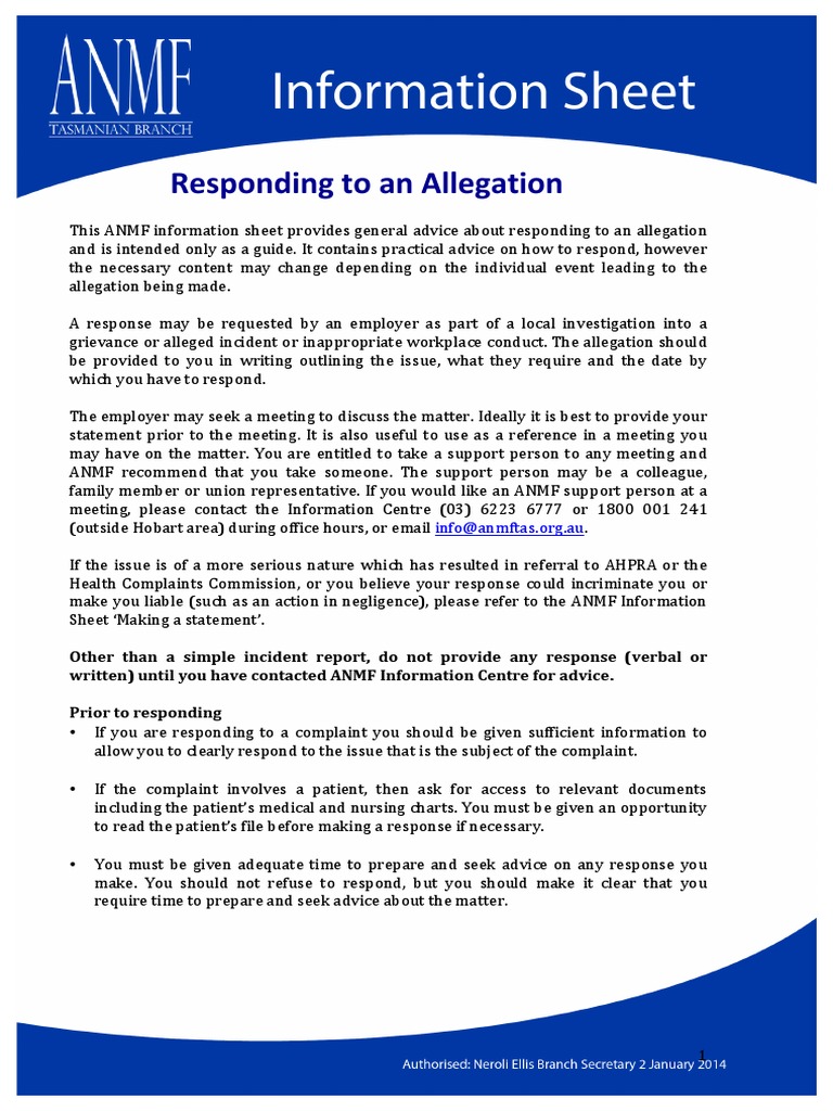 A Guide to Responding to Allegations: Practical Advice on Preparing an ...