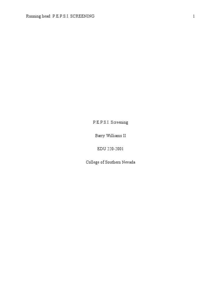 Pepsi Screening | PDF | Puberty | Adolescence