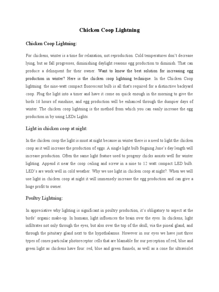 Chiken Coop Lightning | PDF | Farms | Chicken