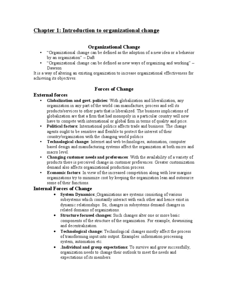 Chapter 1: Introduction To Organizational Change | PDF | System ...