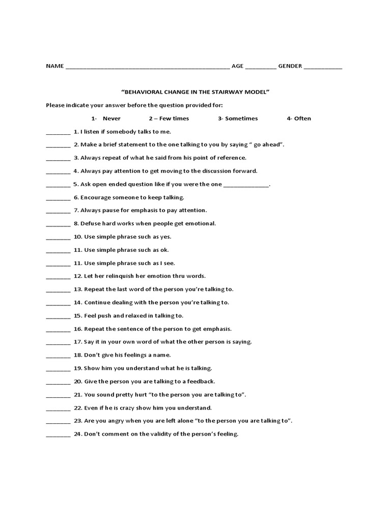 Behavioral Change in The Stairway Model | PDF