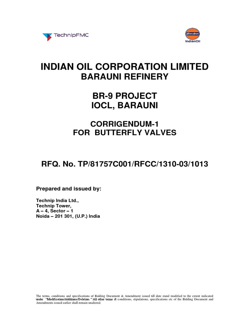 Indian Oil Corporation Limited: Barauni Refinery Br-9 Project Iocl, Barauni | PDF ...