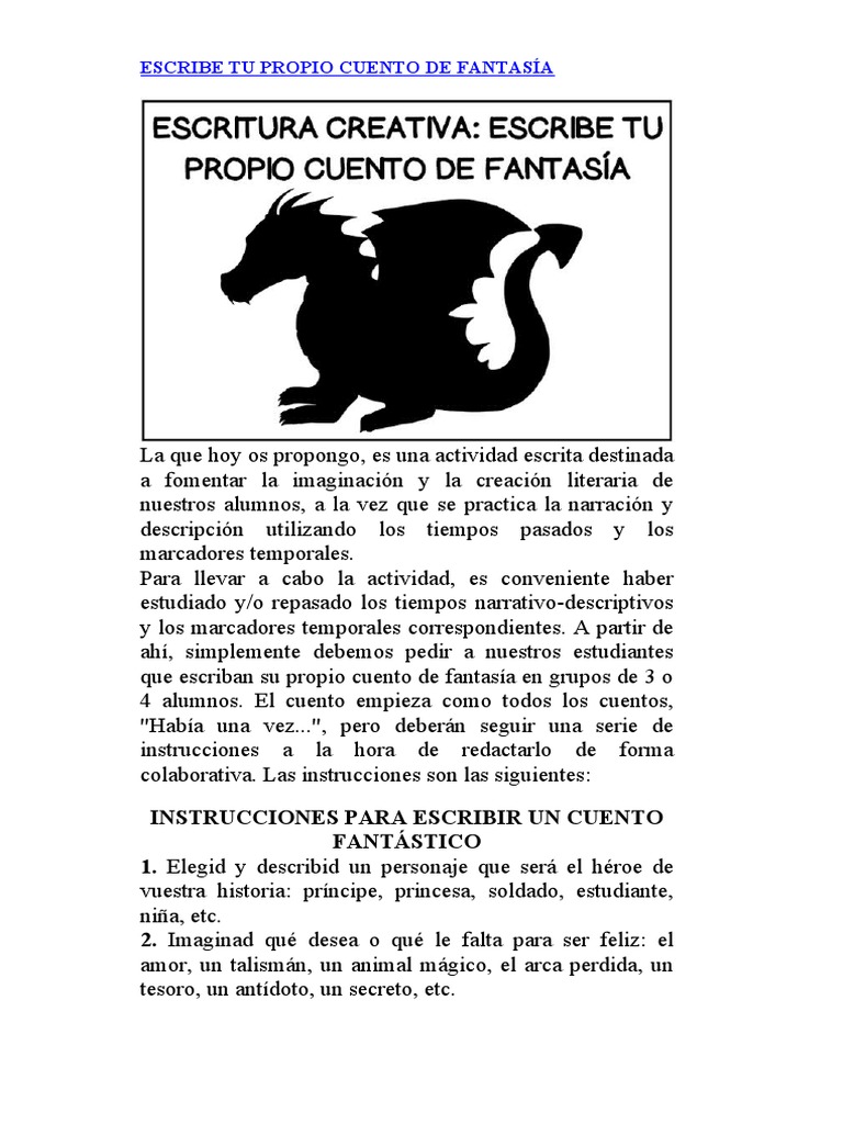 Escribe Tu Propio Cuento de Fantasía | PDF