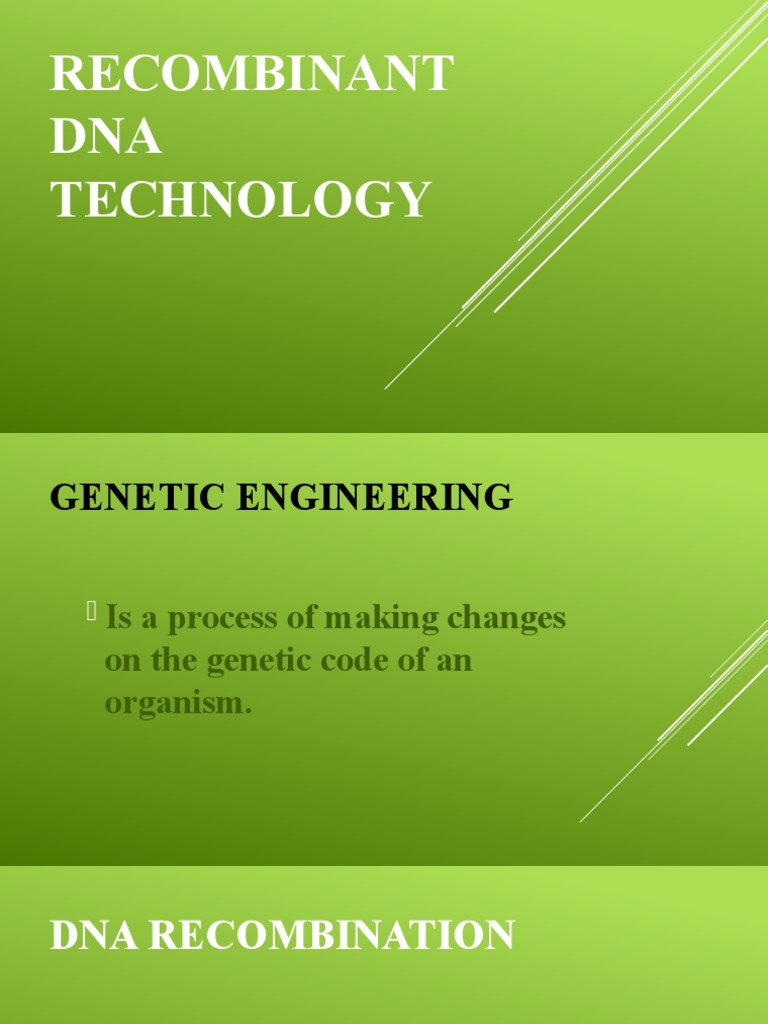 Recombinant DNA Technology | PDF | Plasmid | Transformation (Genetics)