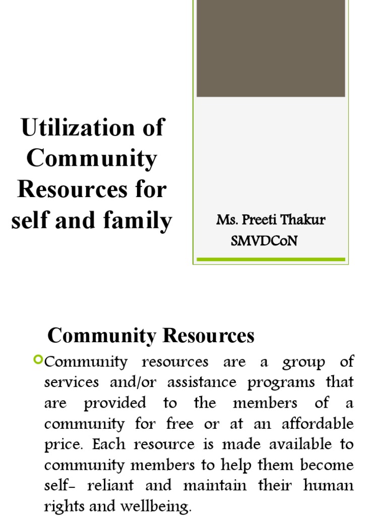 8utilization of Community Resources | PDF | Orphanage | Disability