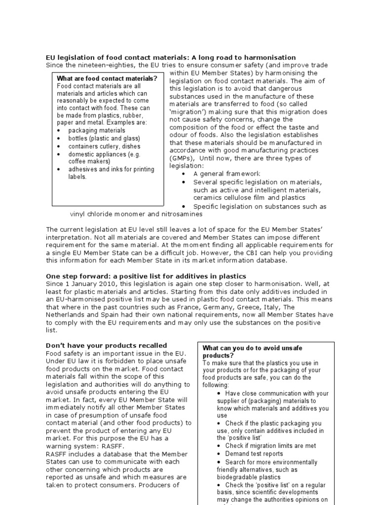 Food Contact Materials A Complex Matter | PDF | Plastic | European Union