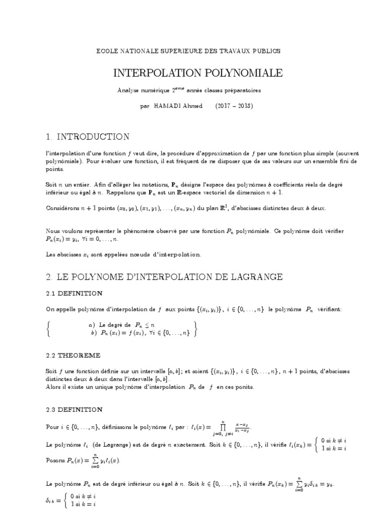 Cours Interpolation Polynomiale | PDF | Interpolation | Spline