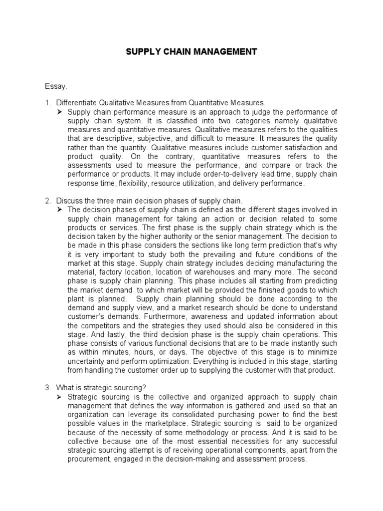 Supply Chain Management | PDF | Supply Chain | Supply Chain Management