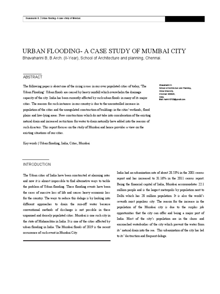 Urban Flooding-A Case Study of Mumbai City | PDF | Flood | Stormwater