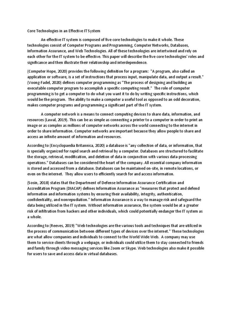 Five Core Technologies in IT Systems | PDF | Computer Program | Programming