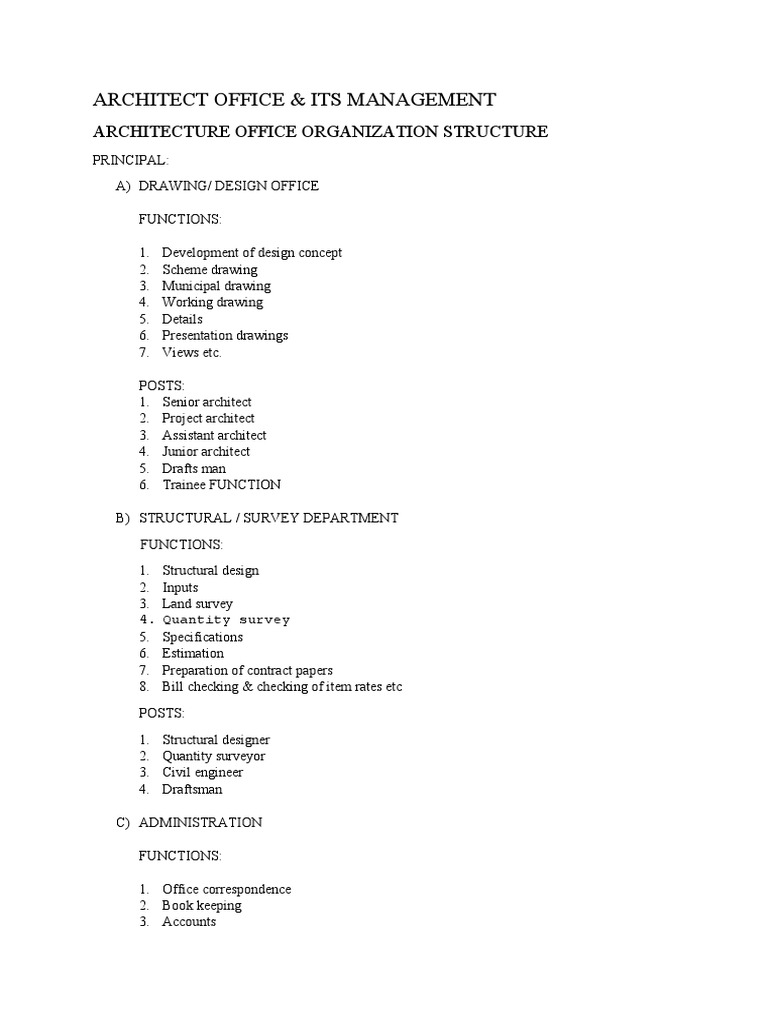 Architecture Office Organization Structure | PDF | Architect ...