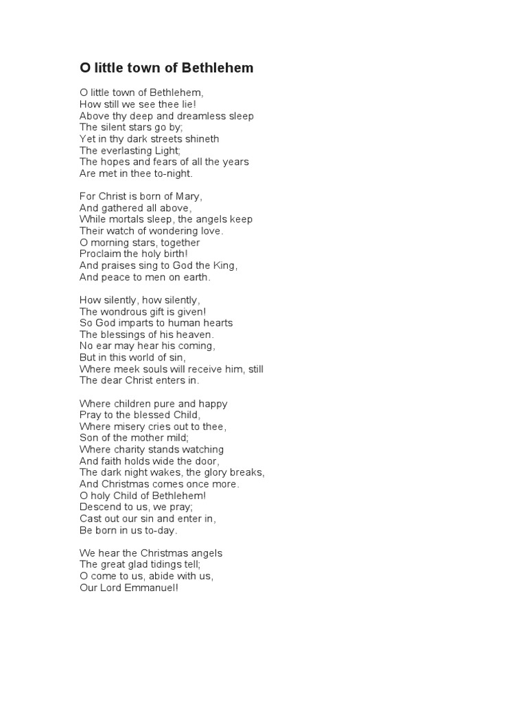 O Little Town of Bethlehem Lyrics | PDF