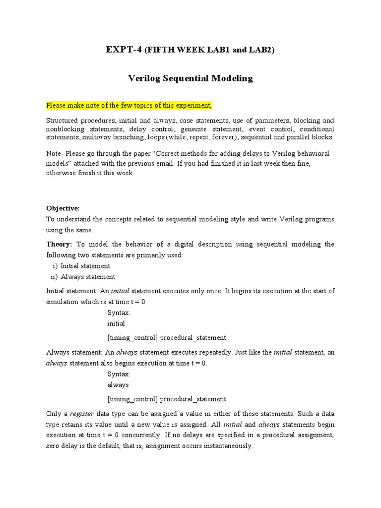 Verilog Sequential Modeling | PDF | Computer Engineering | Software ... Verilog Sequential Modeling | PDF | Computer Engineering | Software ...