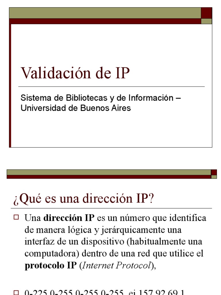 Validacion de IP | PDF | Protocolos de internet | Dirección IP