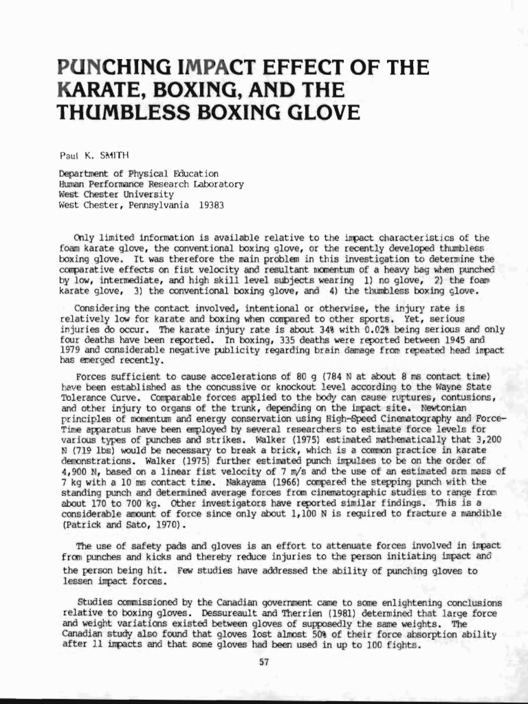 Punching Impact Effect of The Karate, Boxing, and The Thumbless Boxing ...