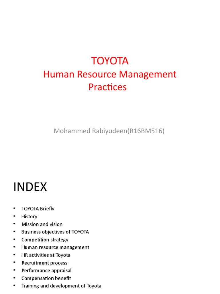 Human Resource Management Practices: Toyota | PDF