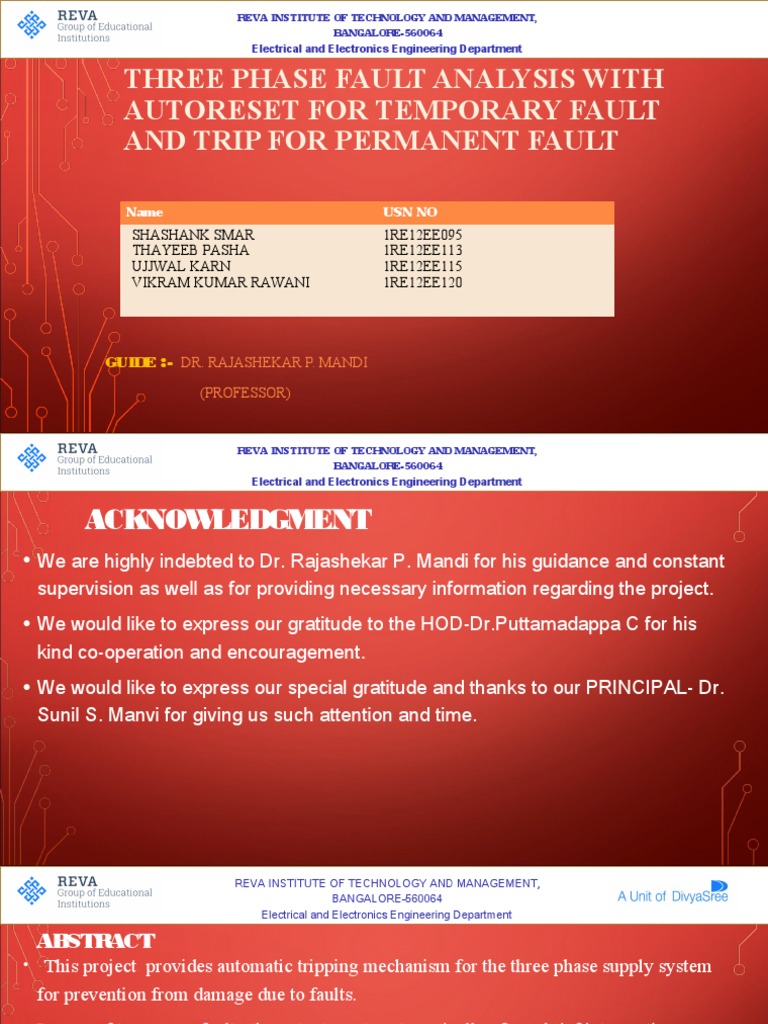 Three Phase Fault Analysis With Autoreset For Temporary Fault and Trip For Permanent Fault | PDF ...