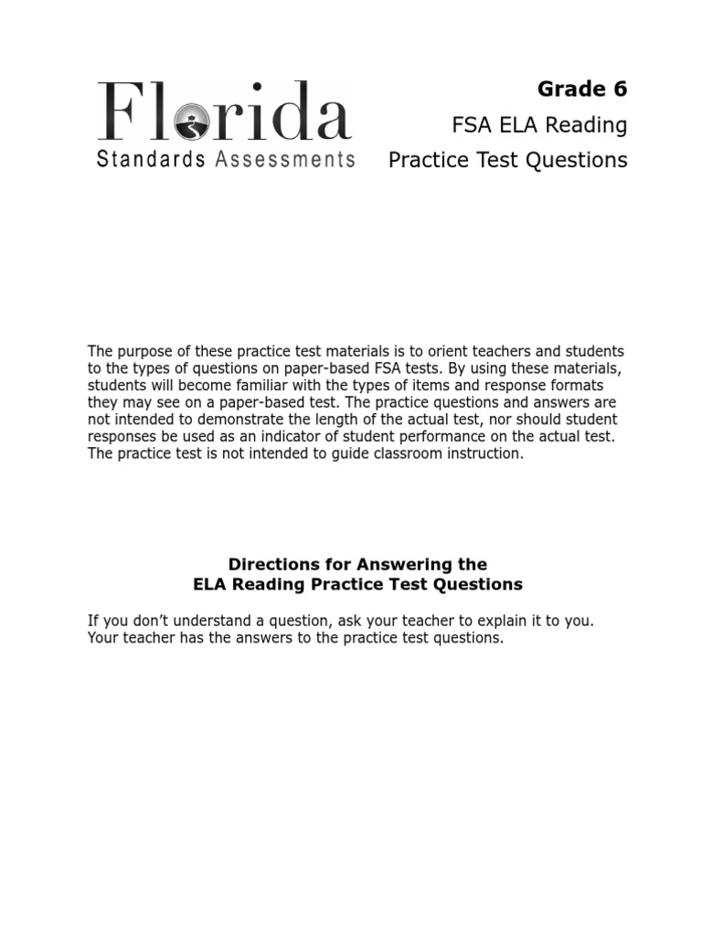 FSA ELA Reading Practice Test Questions: Grade 6 | PDF | Bird Migration ...