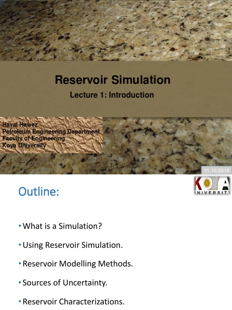 Reservoir Simulation: Lecture 1: Introduction | PDF | Petroleum ...