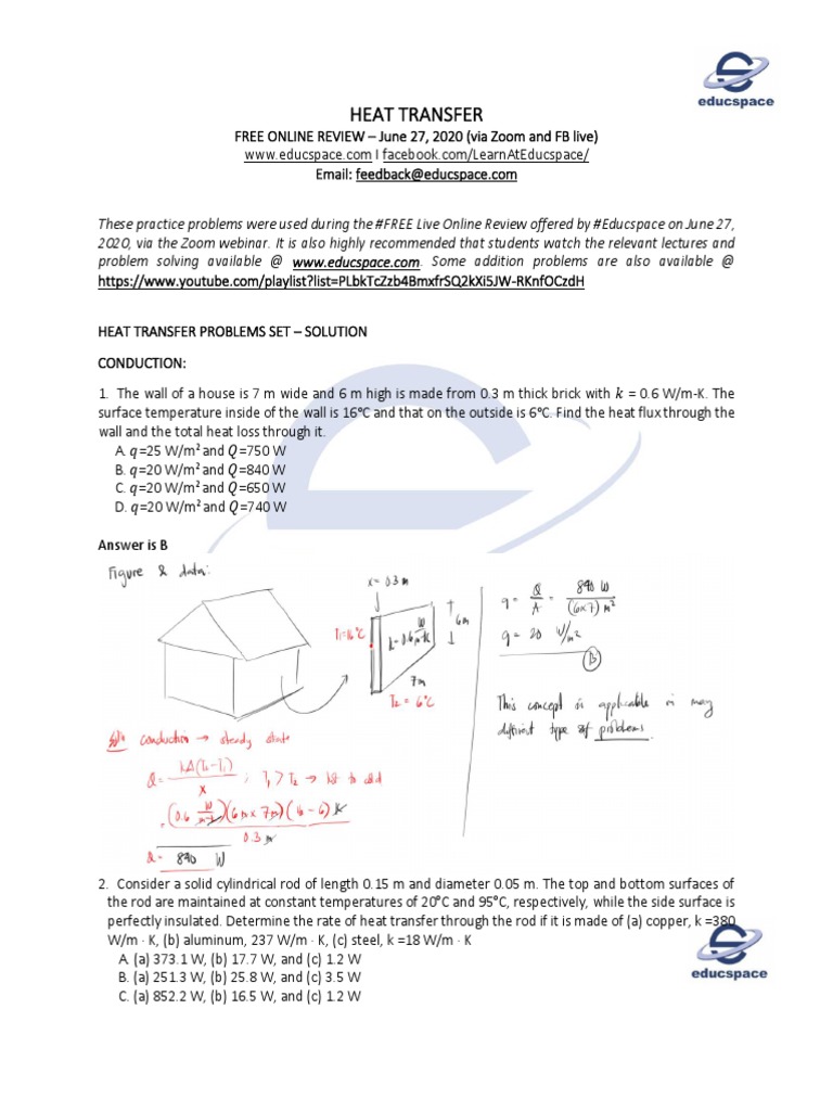 Heat Transfer Problems Solutions Rev 1 | PDF | Heat Transfer | Heat ...