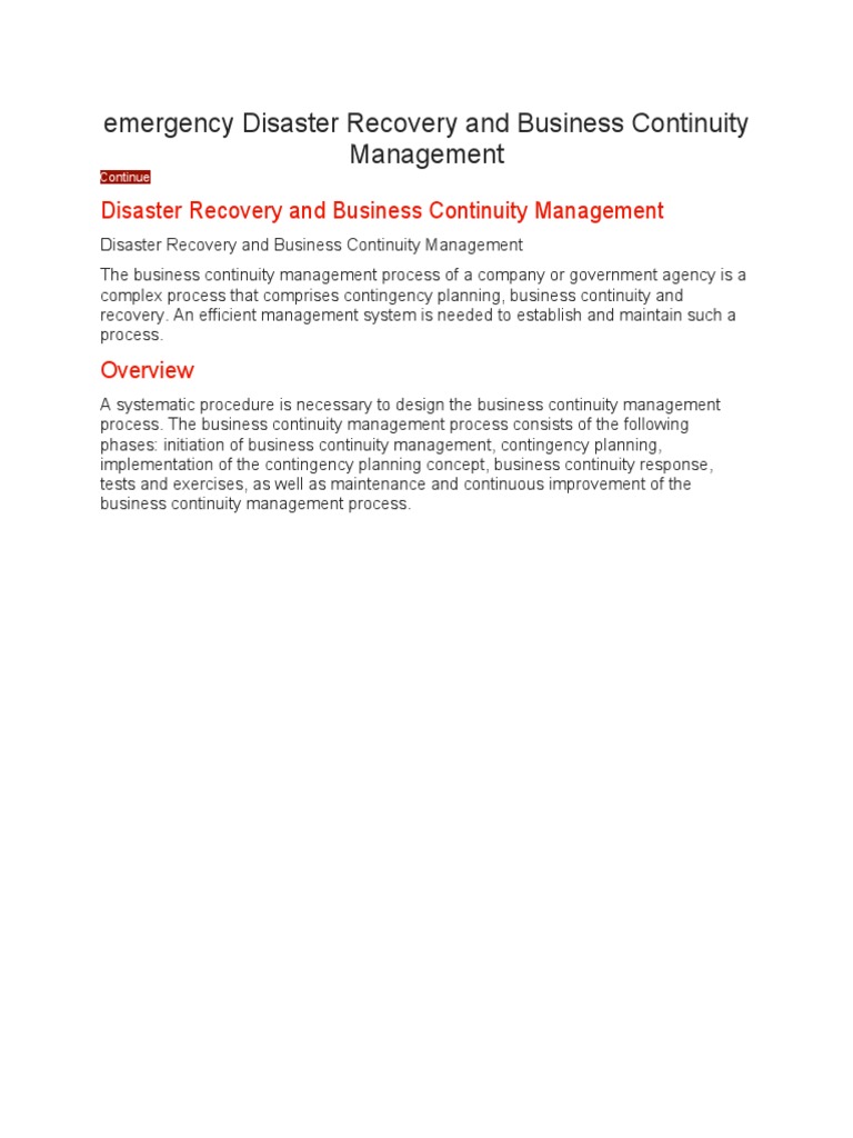 Disaster Recovery and Business Continuity Management | Download Free ...