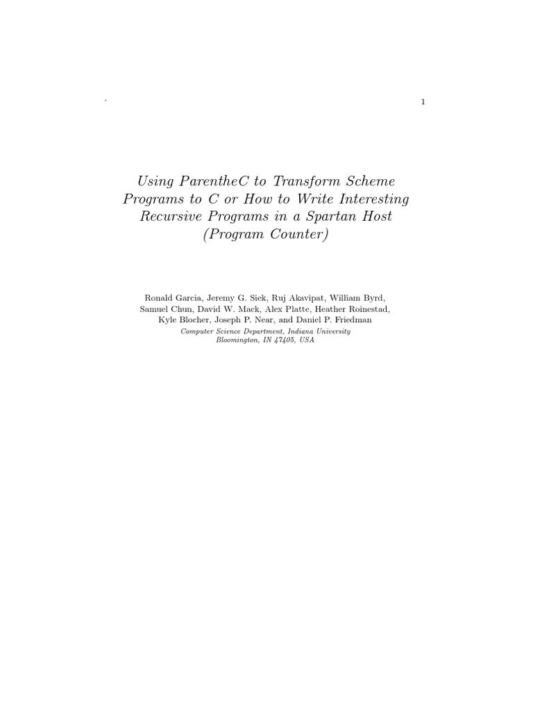 Using ParentheC To Transform Scheme Programs To C or How To Write ...