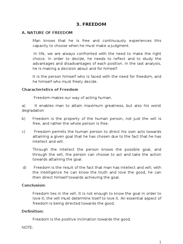 Freedom: A. Nature of Freedom | PDF | Free Will | Passion (Emotion)