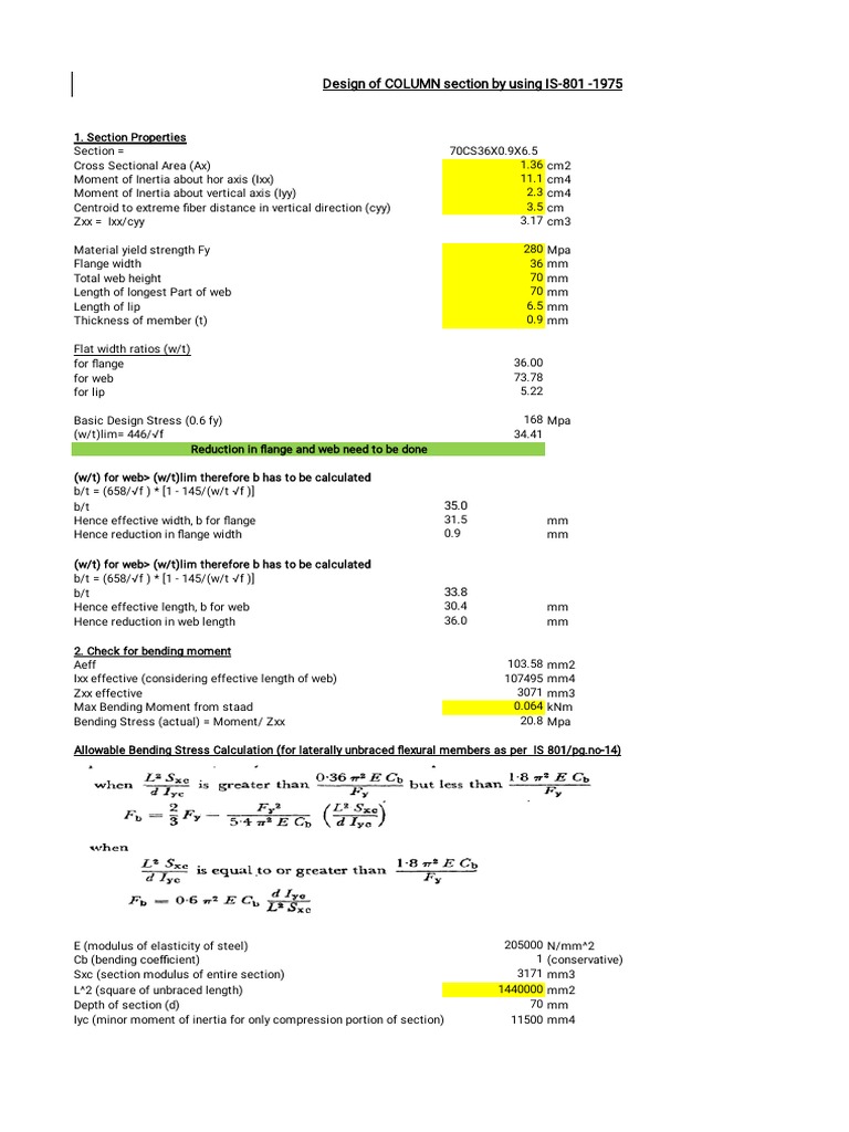 Beam Design Sheet | PDF | Bending | Young's Modulus