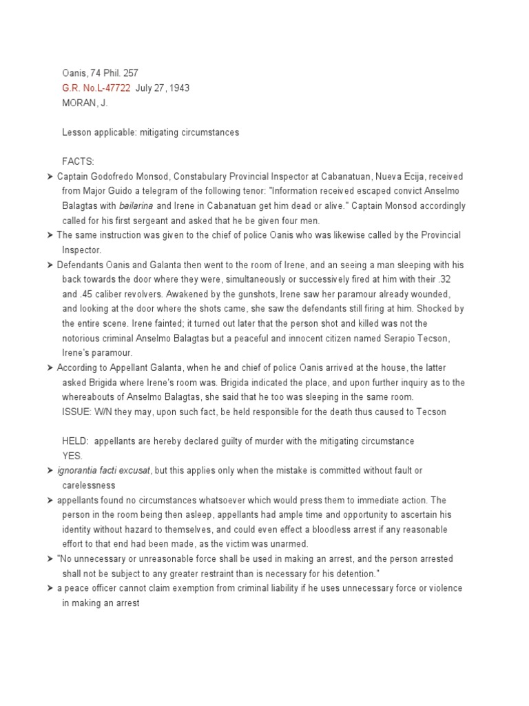 People vs. Oanis | PDF | Negligence | Crime & Violence