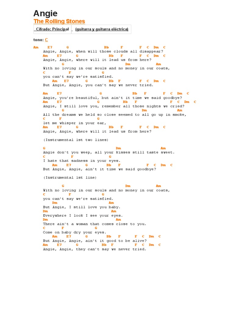 Angie Rolling Stones | PDF