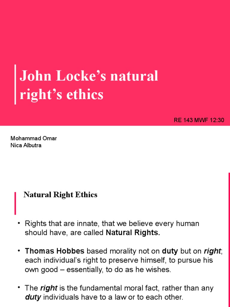 John Lockes Natural Rights Ethics | PDF