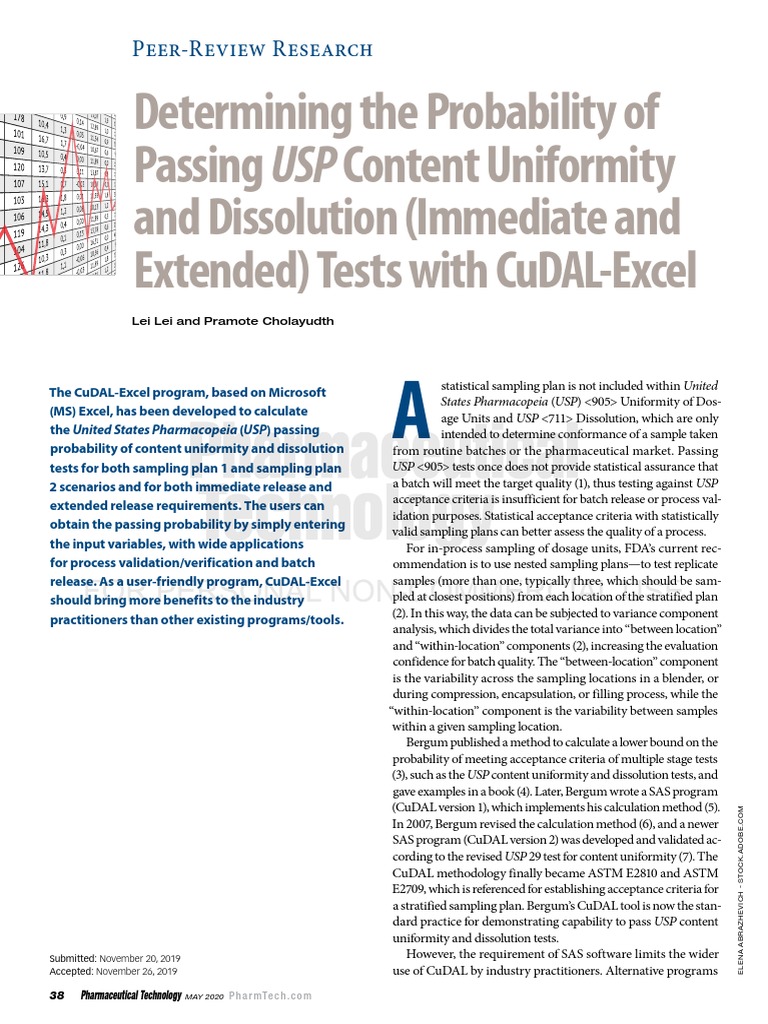 Determining The Probability of Passing Usp Content Uniformity and ...