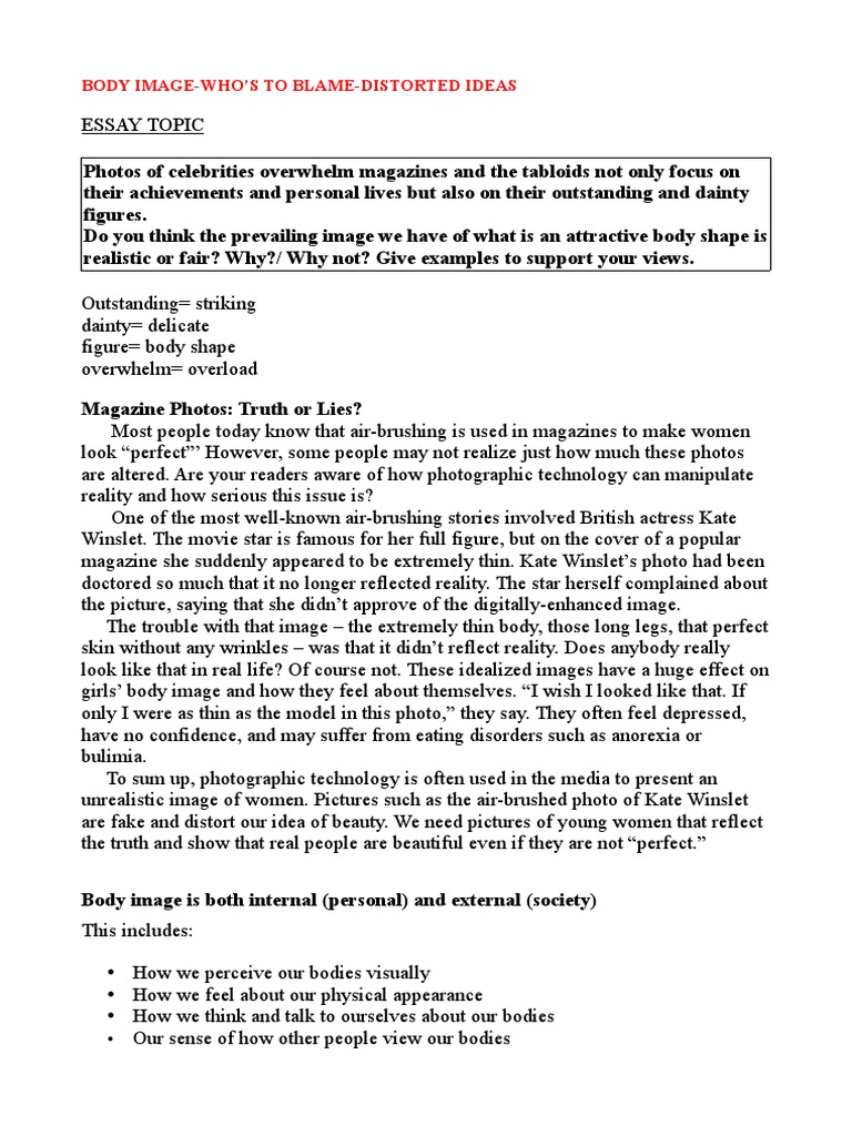 Body Image Essay Topic + Sample Ideas | PDF | Body Image | Psychology